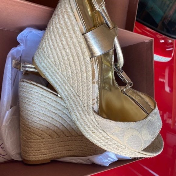 Coach | Shoes | Coach Leah Wedge Platform Open High Heel Sandal | Poshmark